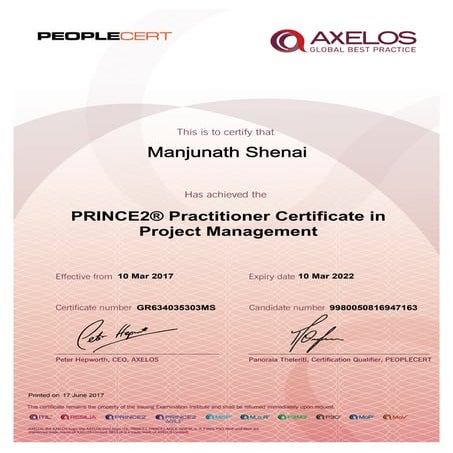 PRINCE2 Practitioner Certificate in Project Management | PDF