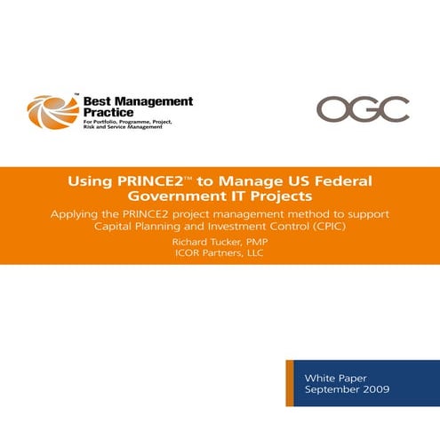 Prince2 us fed_pro_sept09 | PDF | Business Administration | Business