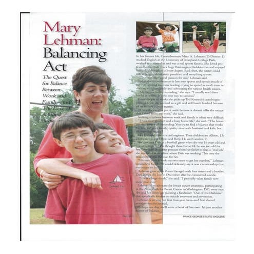 Prince george's suite magazine legislator profile mary lehman | PDF