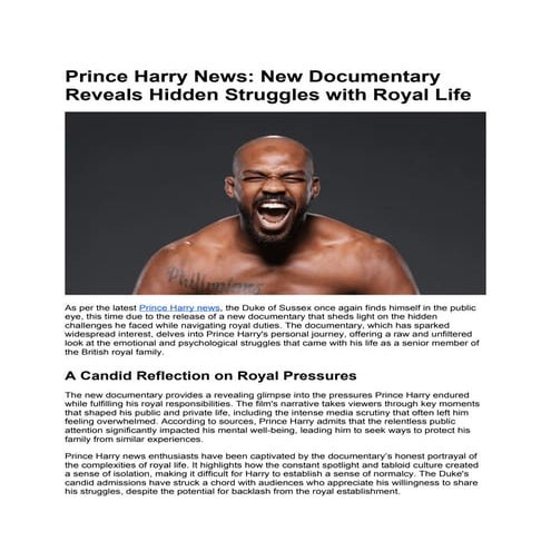 Prince Harry News: New Documentary Reveals Hidden Struggles with Royal ...