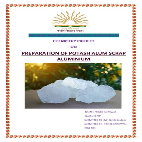 Preparation of Potash Alum from Scrap Aluminium. | PDF