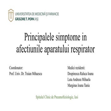 Principalele simptome in afectiunile aparatului respirator (1) | PPTX