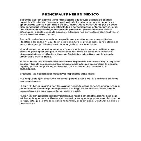 Principales nee en mexico | DOCX