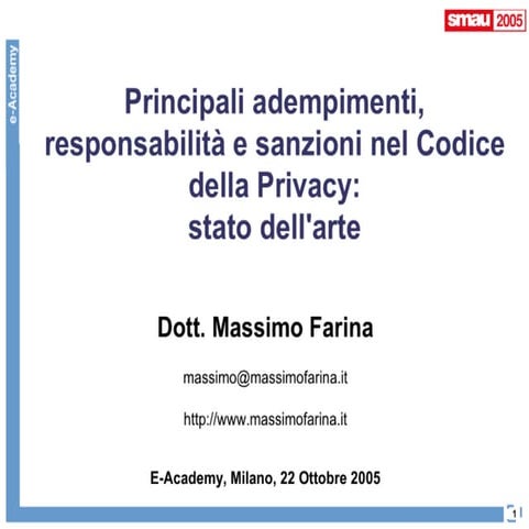 Principali adempimenti, responsabilita' e sanzioni nel Codice della ...