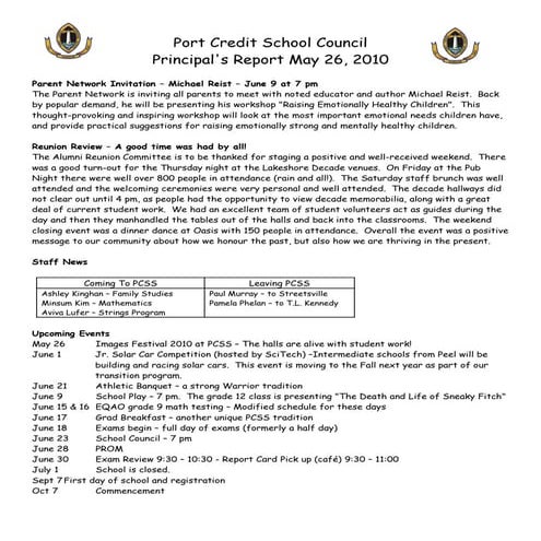 Principal report may_26_2010 | PDF