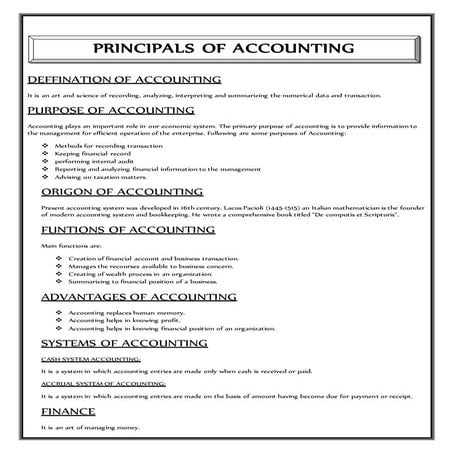 Principals of acounting | PDF