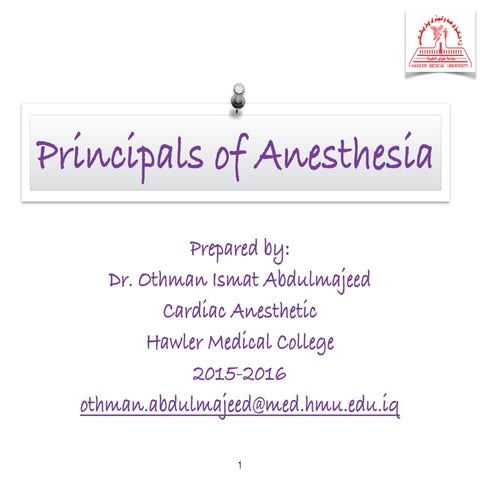 Principles of Anesthesia | PDF