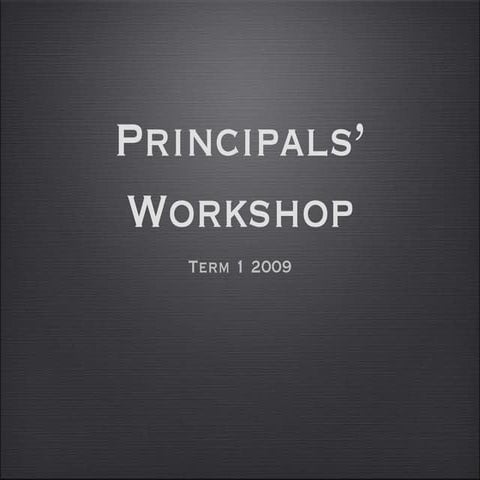 Principals' Workshop 1 | PPT | Professional School | Postgraduate Education