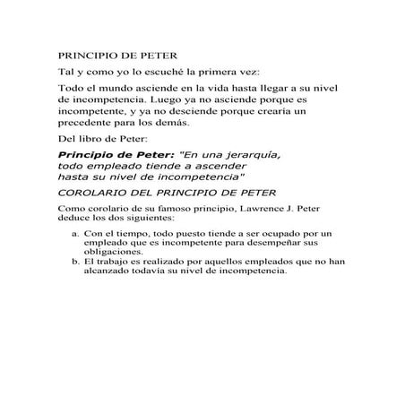 Principio De Peter | DOC