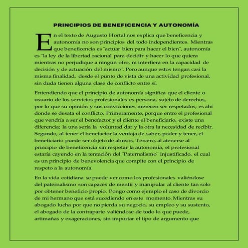 Principios de autonomia y beneficencia | DOCX