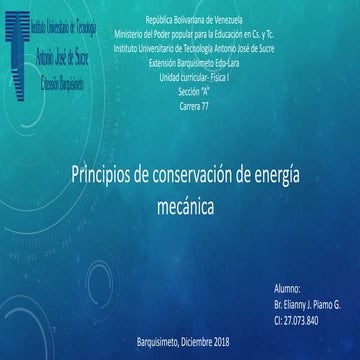 Principio de conservación de la energía mecánica | PPTX