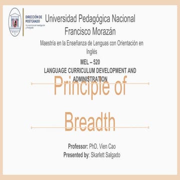 Principle of Breadth. Presentation for module | PPTX