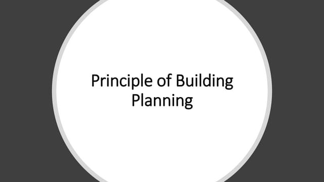 Principles of building planning | PPTX