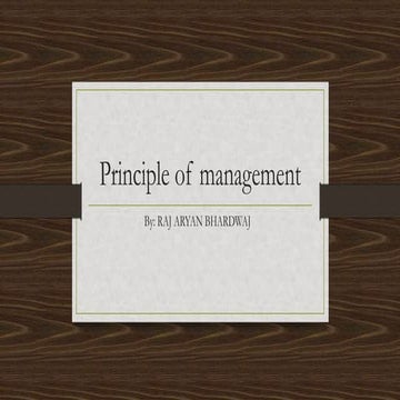 Principle of management | PPTX | Business | Business and Finance