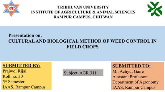Cultural methods for pest control . pptx | PPT
