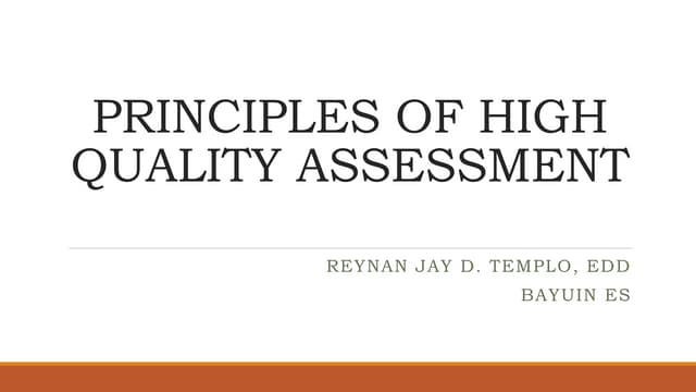 Principles of high quality assessment | PDF
