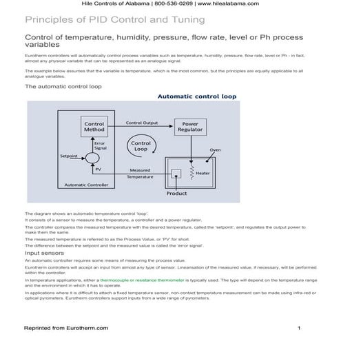 Principles of PID Control and Tuning | PDF