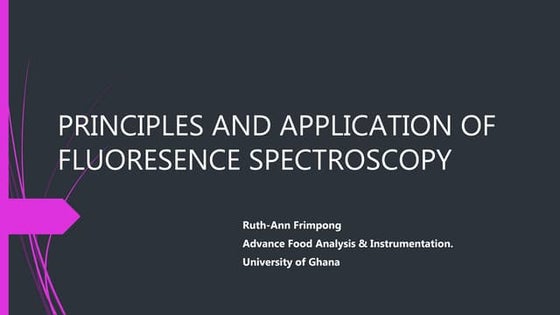 fluroscence spectroscopy | PPT | Chemistry | Science
