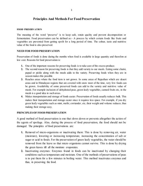 Methods of food preservation | PPTX