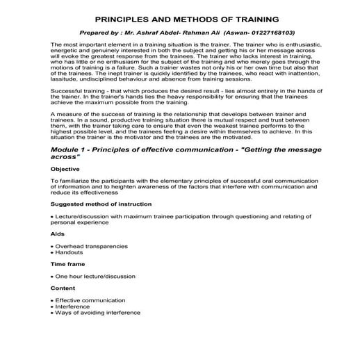 Principles and methods of training | PDF