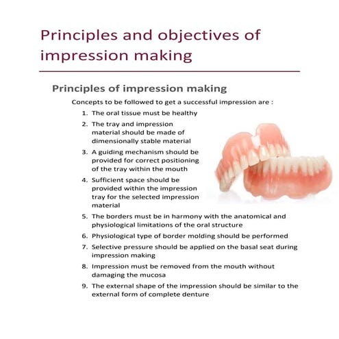 principles and objectives in impression making.docx | Dental Health ...