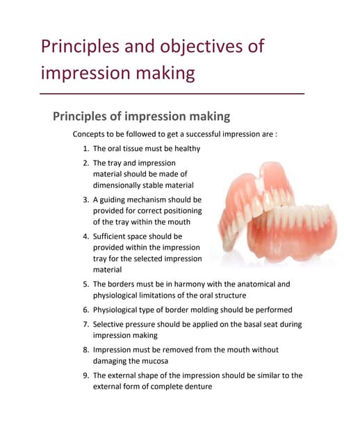 Basic principles in impression making | PDF
