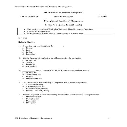 Principles and practices of management (1) | PDF | Educational ...