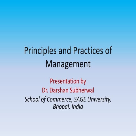 Principles and Practices of management | PPTX