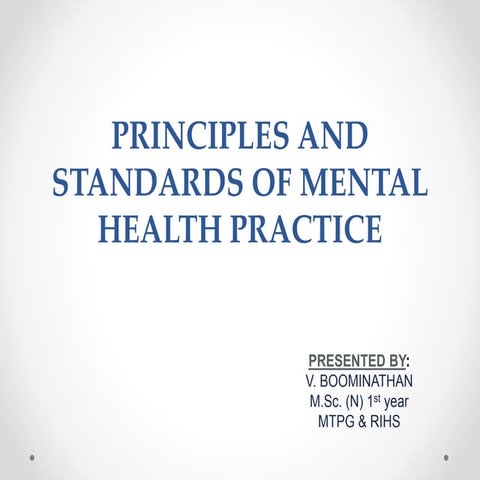 Principles and standards of mental health practice - BOO | PPT