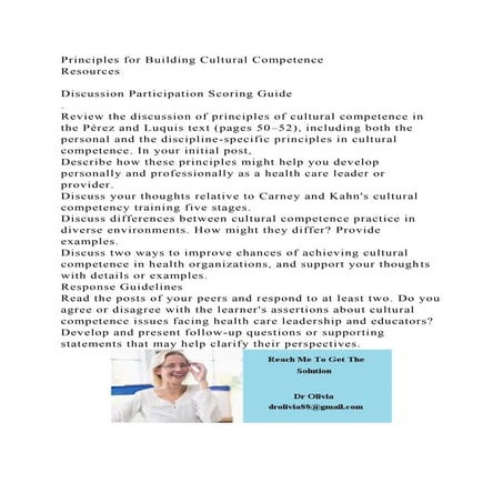 Principles for Building Cultural CompetenceResourcesDiscussion.docx