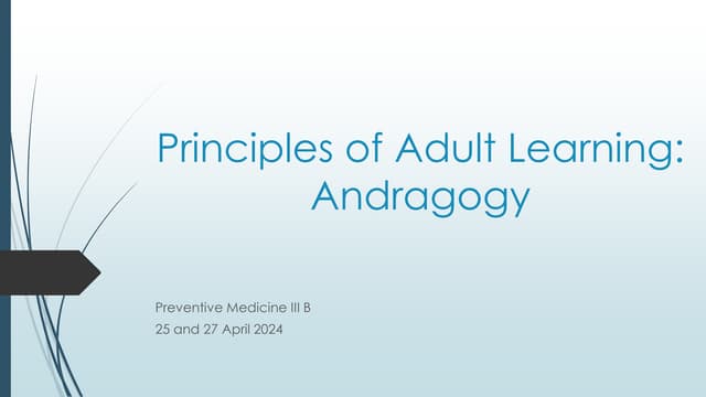 Andragogy | PPT