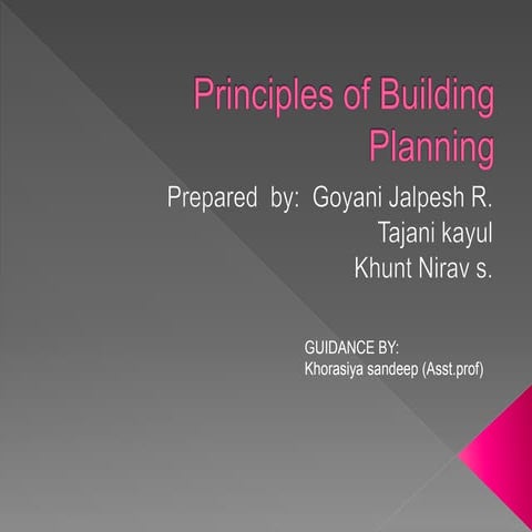 Principles of Building Planning - Aspect,prospect, etc.pptx