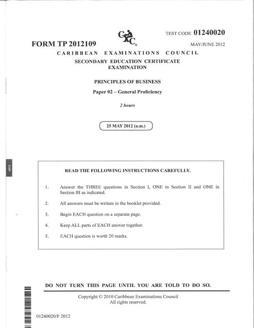 POB PAST PAPER | PDF