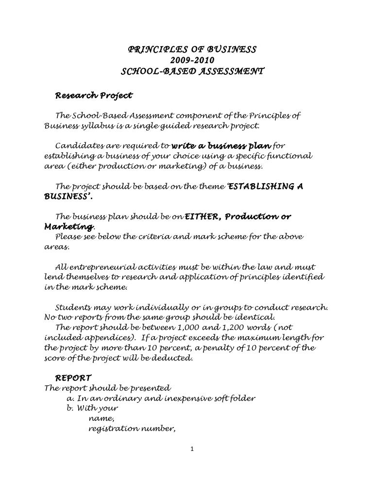 Principles of business sba 2009 2010