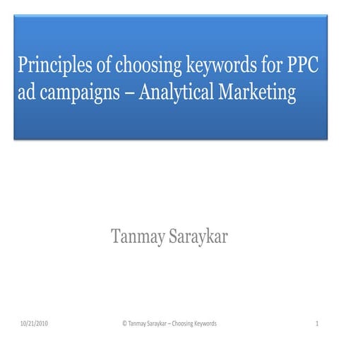 Principles of choosing keywords for cpc campaigns | PPT
