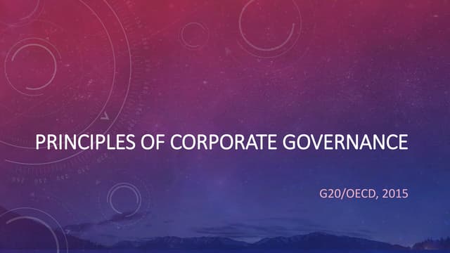 Revised G20-OECD Principles of Corporate Governance | PPTX