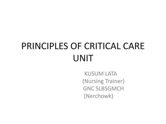 Critical care Nursing . | PPT
