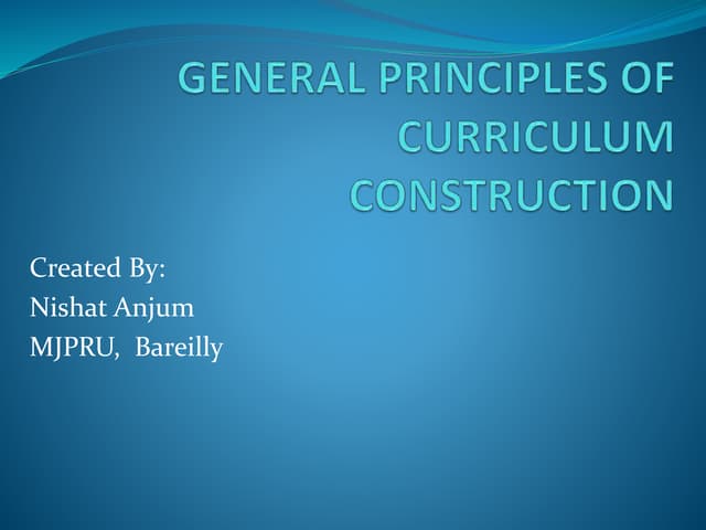 Curriculum: Meaning, Definition, Principles, Aims and Components. | PPTX