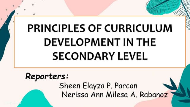PRINCIPLES OF CURRICULUM | PPTX