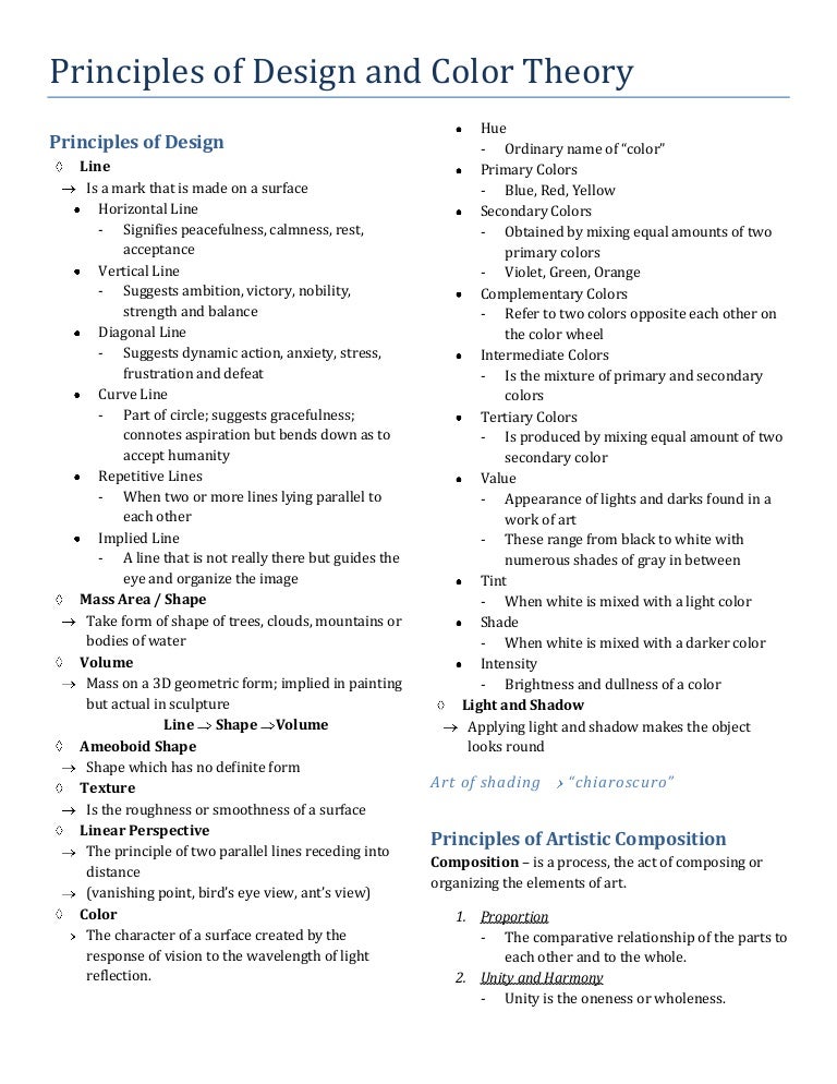 Principles of design and color theory