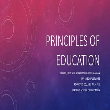 Principles of Education and Principles of Effective Teaching and ...