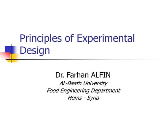 Basic Concepts of Experimental Design & Standard Design ( Statistics ...