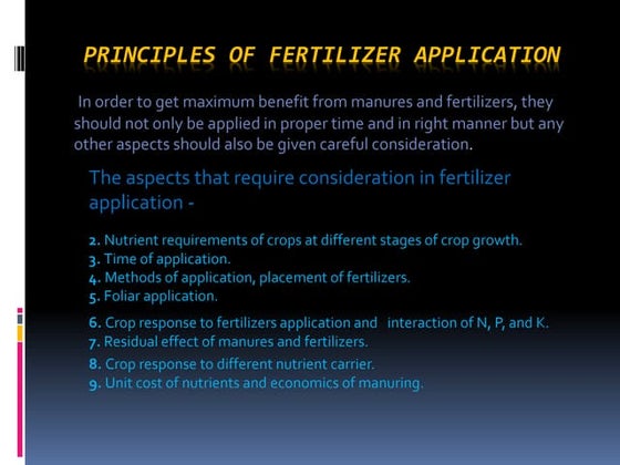 Methods of Fertilizer Application | PPT | Agriculture | Industries