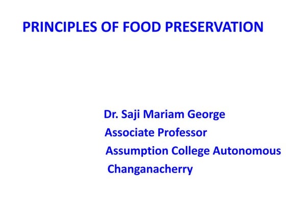 Principles and methods of food preservation | PPT