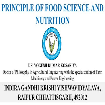 Principles of Food Science and Nutritions | PDF