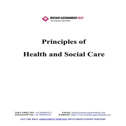 Principles of Health and Social Care Sample Assignment | PDF