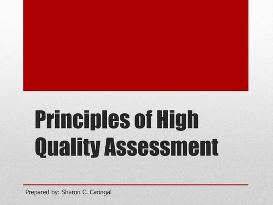 Principles of high quality assessment | PPT
