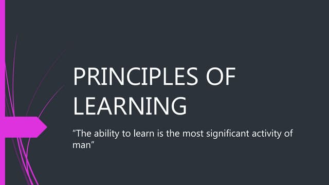 The PRINCIPLES of LEARNING (Principles of Teaching 1) | PPTX