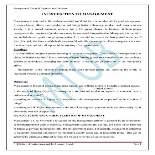 Principles of management | PDF