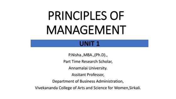 Introduction to Management (BBA I) | PPTX